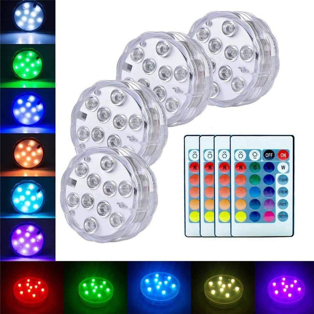 4PC Underwater lamp IP68 Waterproof Multi Color Battery Operated Remote ...