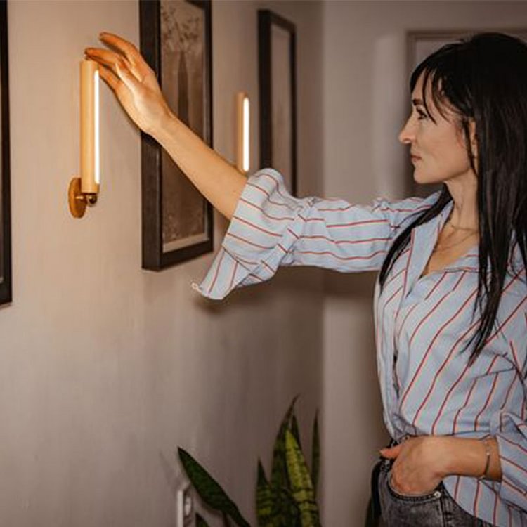 360° Rotatable Wooden LED Wall Lamp - Magnetic Detachable & Stepless ...
