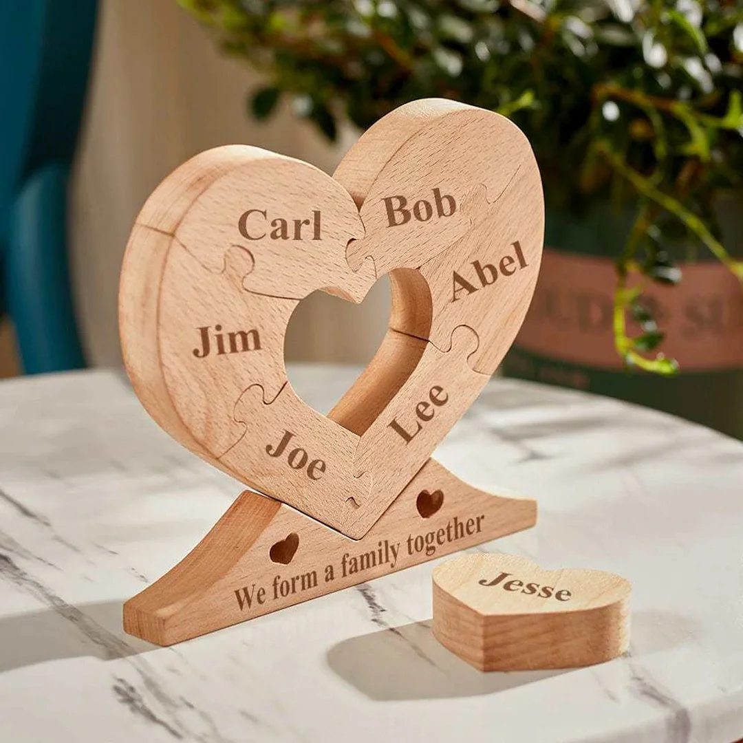 Custom Engraved Wooden Name Heart Puzzle