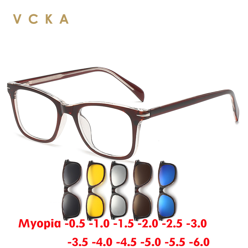 VCKA 6 In 1 Magnetic Clips Myopia Sunglasses Prescription Spectacles ...