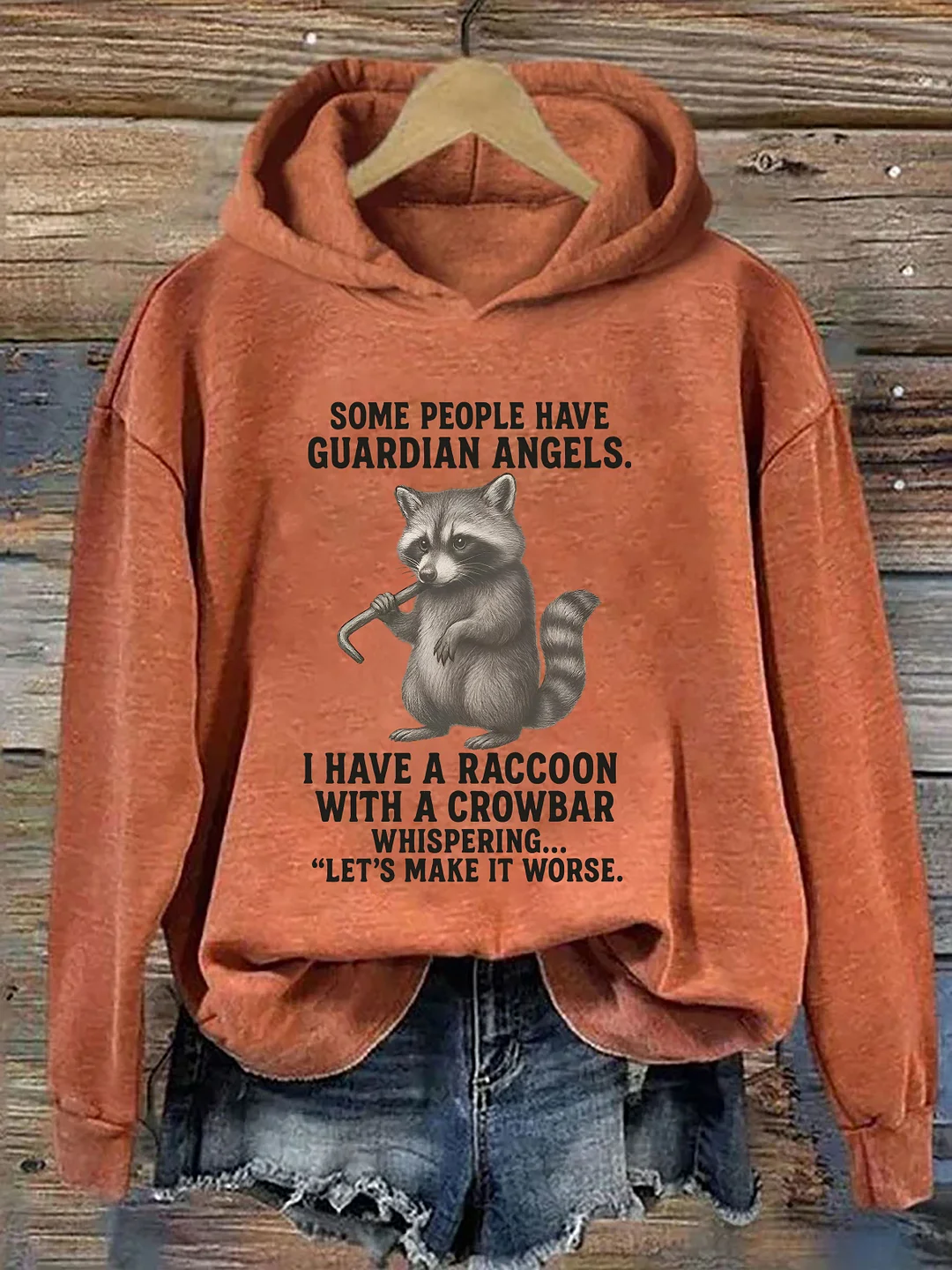 Some People Have Guardian Angels Raccoon With Crowbar Hoodie