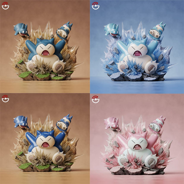 1/20 Scale World Zukan Evolution of Snorlax Set - Pokemon Statue ...