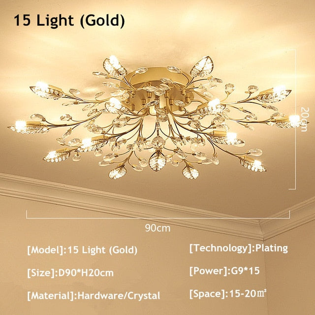 Vintage LED Ceiling Light Crystal Ceiling Lamp For Living Room Loft
