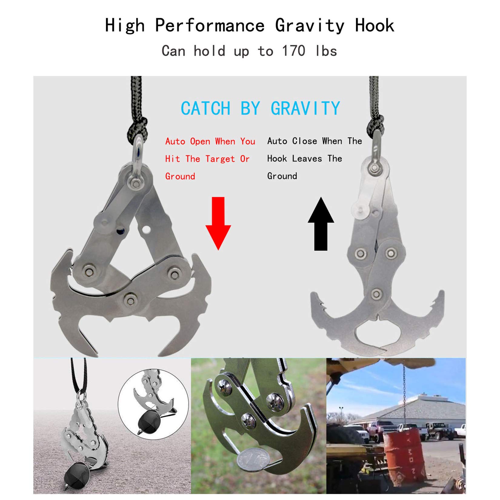 Multifunctional Mountaineering Hook 304 Stainless Steel Gavity Grab Hook