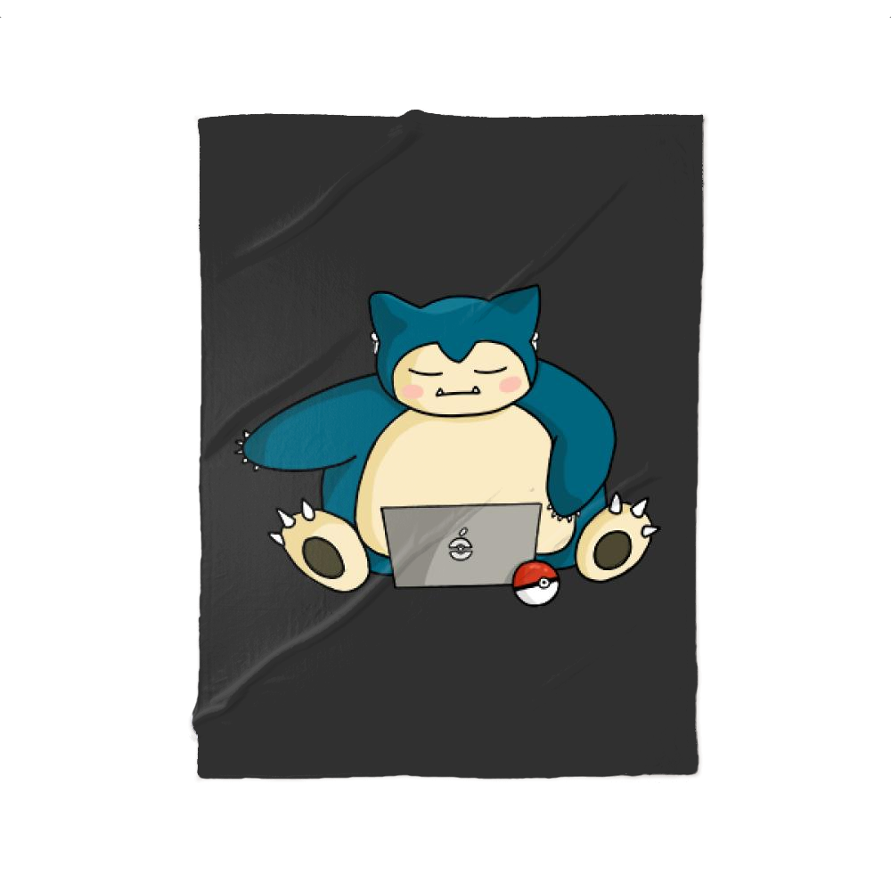 Snorlax Playing Computer With Airpods, Pokemon Fleece Blanket