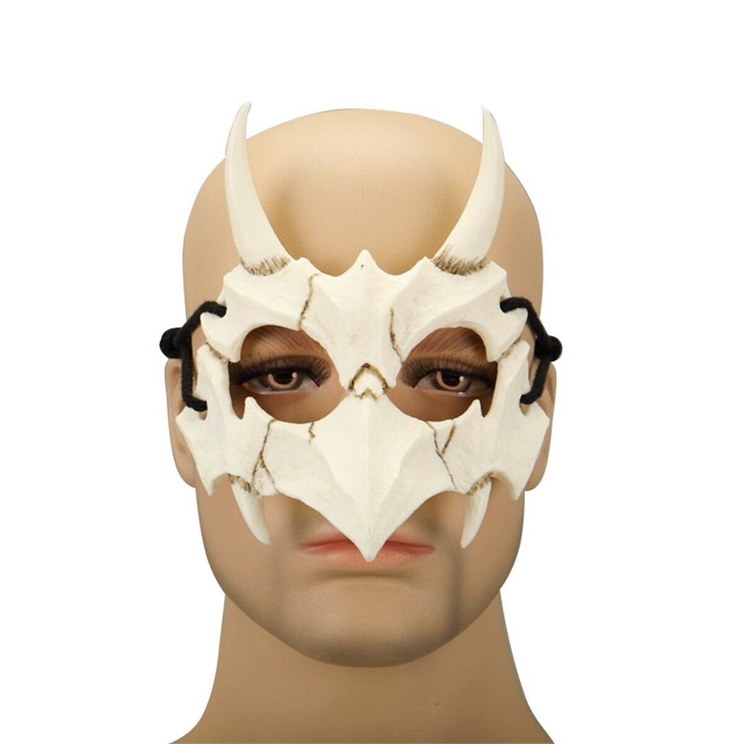 Party Mask Long Teeth Demon Samurai White Bone Mask Tengu Dragon Yaksa Tiger Resin Mask Cosplay ...