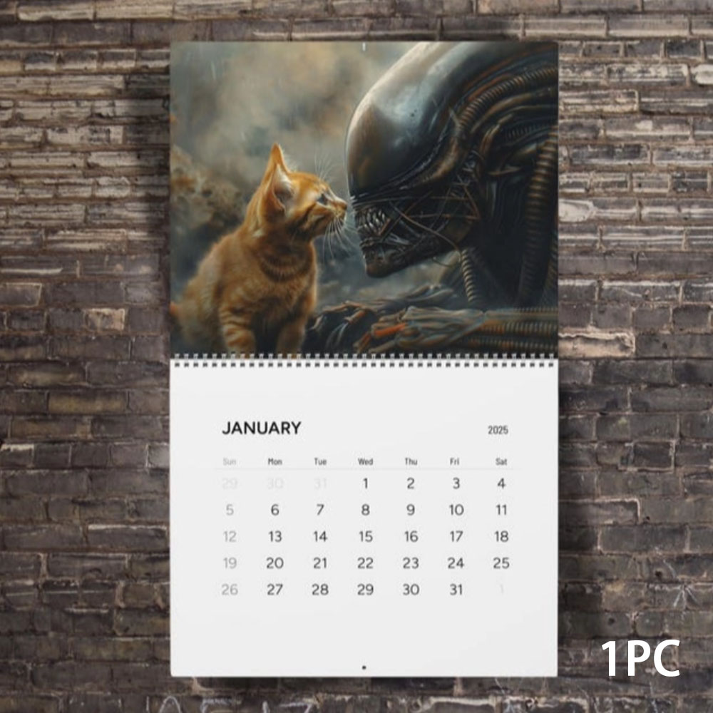 Xenomorph Alien Jonesy Cat 2025 Wall Calendar