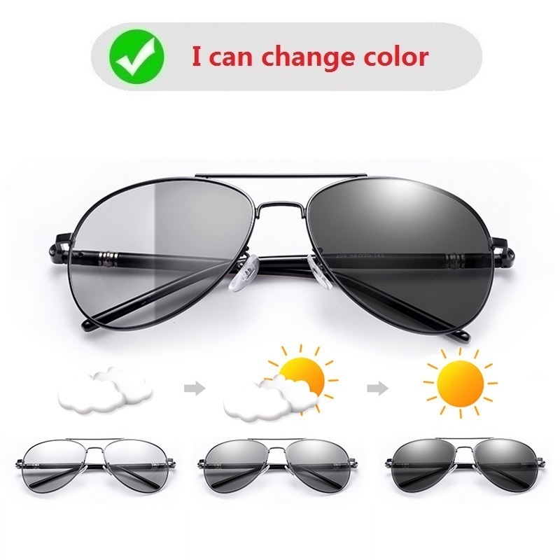 New Men's Photochromic Polarized Sunglasses Men Women Driving Pilot ...
