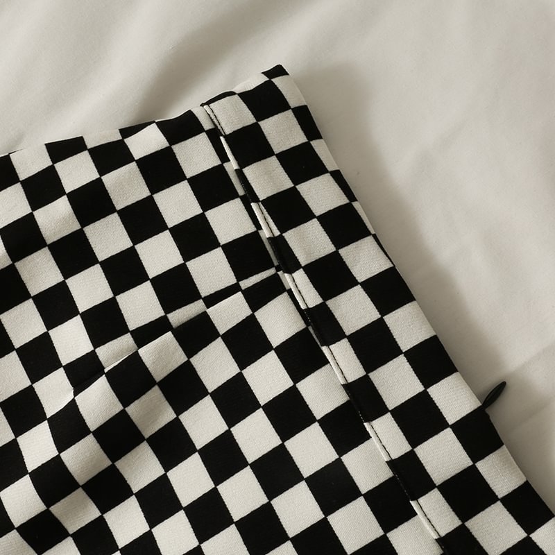 RETRO CHECKERBOARD A-LINE SKIRT