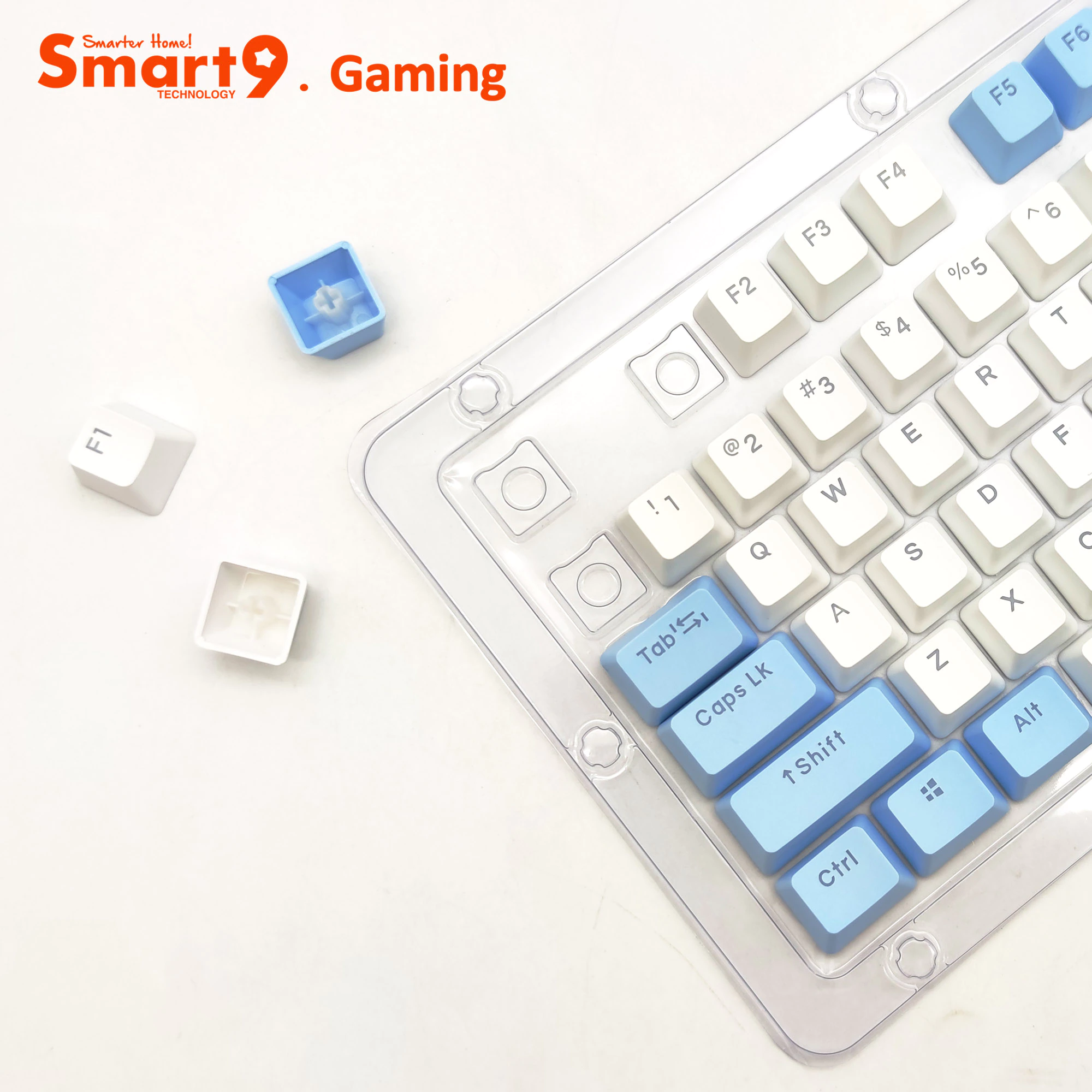 Smart9 PBT Double Shot Keycaps Top Letters Closed Type and Side Letters ...