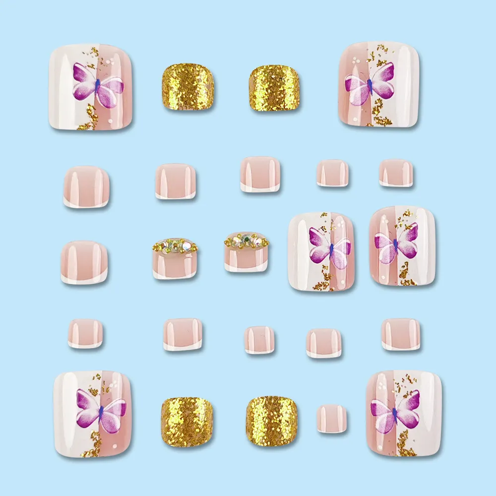 Churchf Churchf White French Nail Tablet Flash Pink Butterfly Finished ...