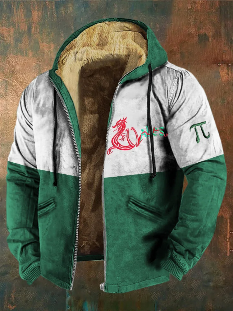 Comstylish Welsh Dragon Embroidered Men's Hooded Jacket