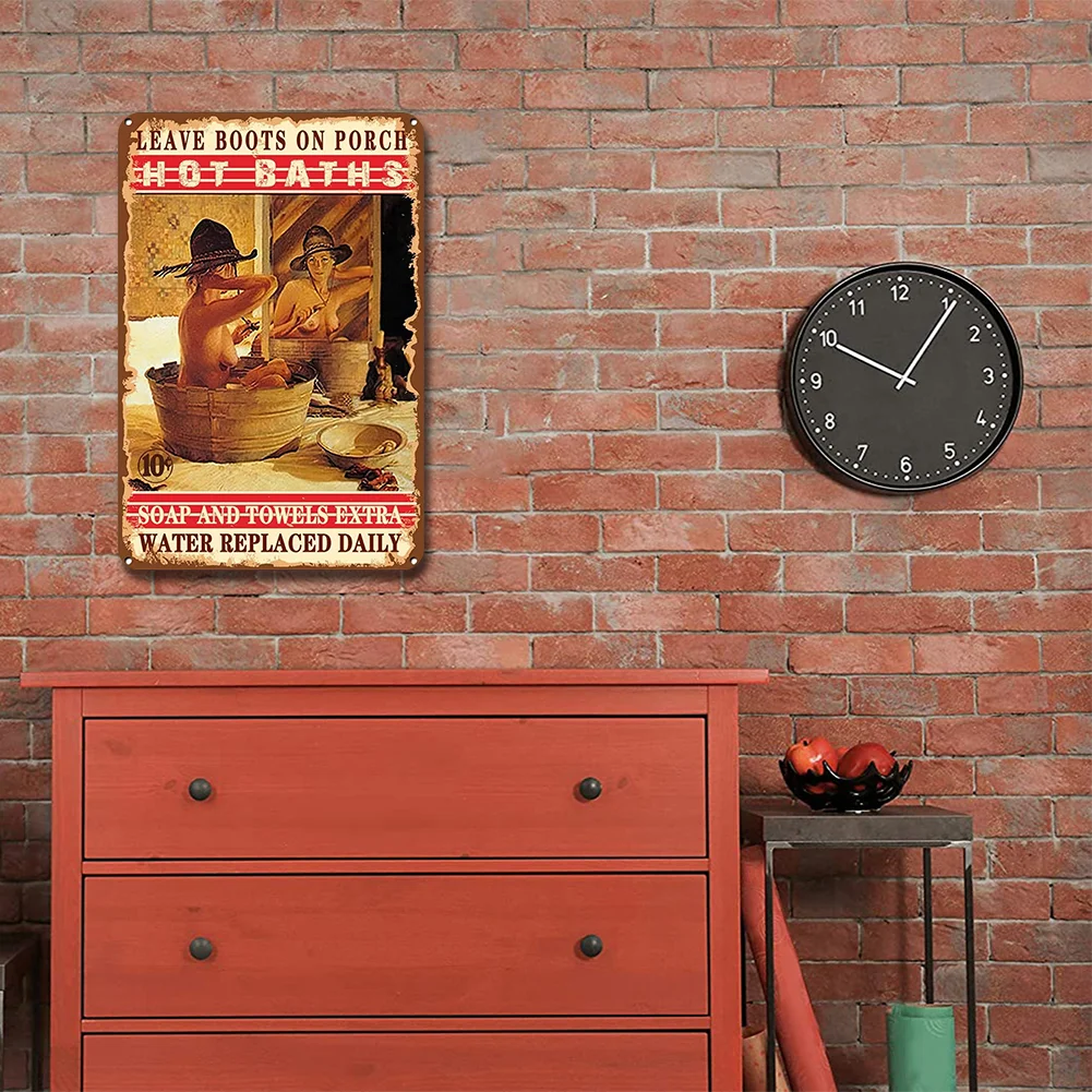 20*30cm/30*40cm - Hot Baths Cowgirl Sexy Girl - Vintage Tin Signs