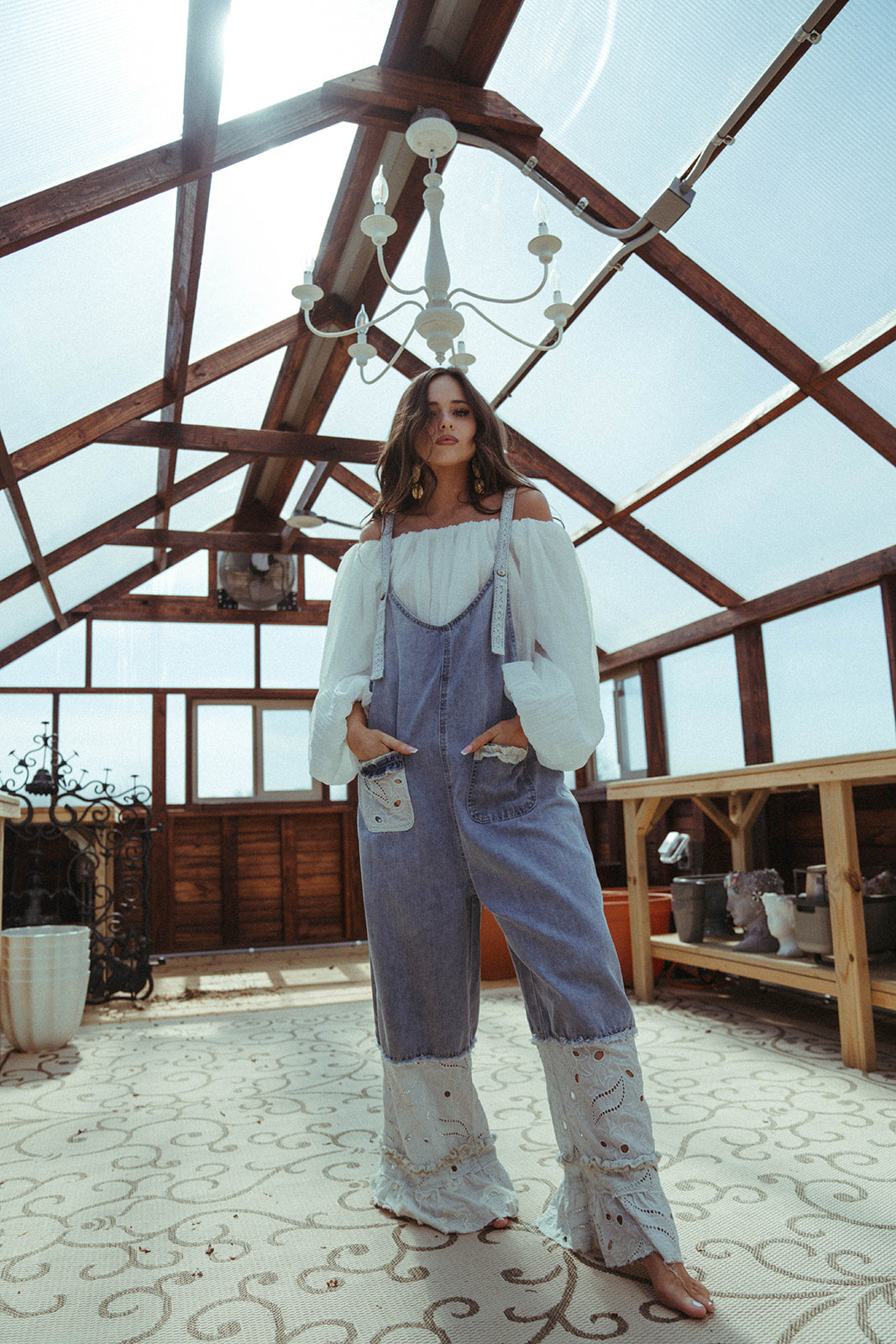 Lace Denim Overalls
