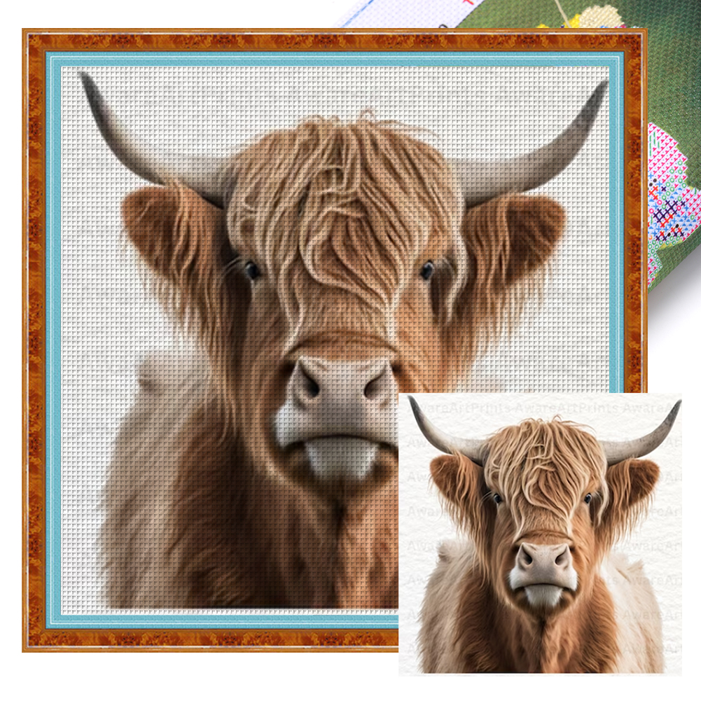 14CT Full Stamped Cross Stitch Kit - Yak (30*30CM) Decoration Ornaments ...