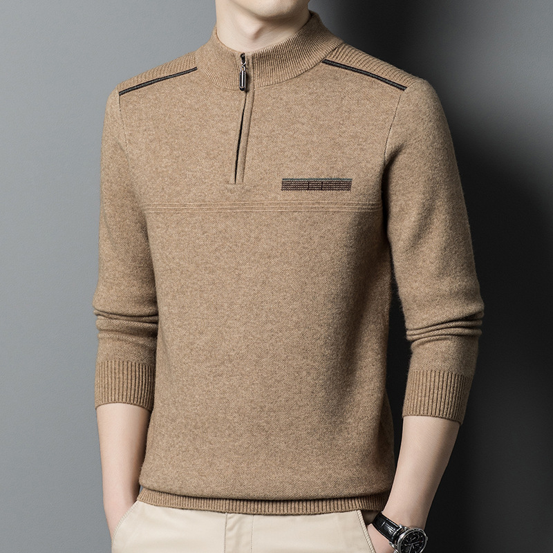 Men's Thick Zipper Half Turtleneck Sweater