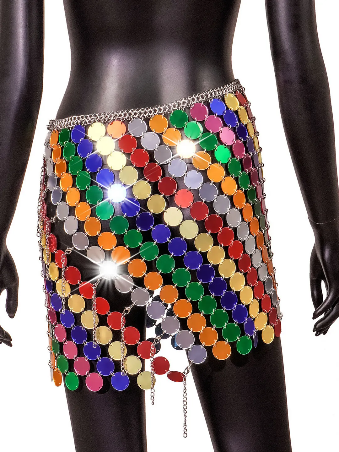 Uaang y2k see through metal sequin mini skirt women summer beach club ...