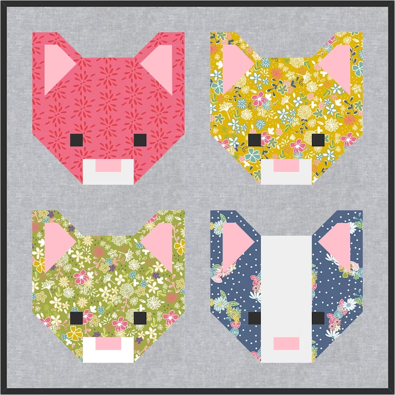 Cute CAT Quilt BLOCK Pattern