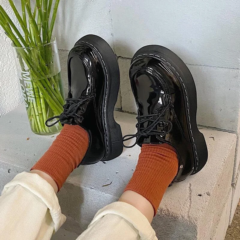 platform women Shoes College Girl Student LOLITA Shoes JK Uniform Ankle ...