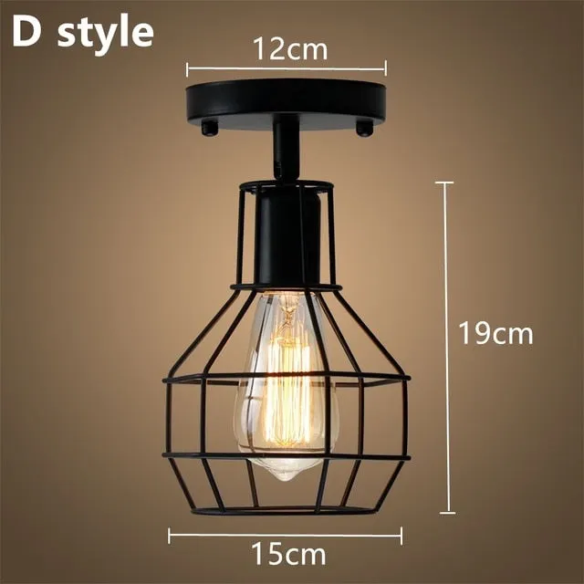 Modern Led Ceiling Lights Adjustable Angle Iron Cage Loft Bulb Ceiling ...