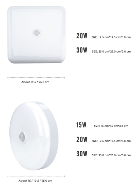 Motion Sensor LED Ceiling Light 30W 36W PIR Surface Mounted Lamp Indoor ...