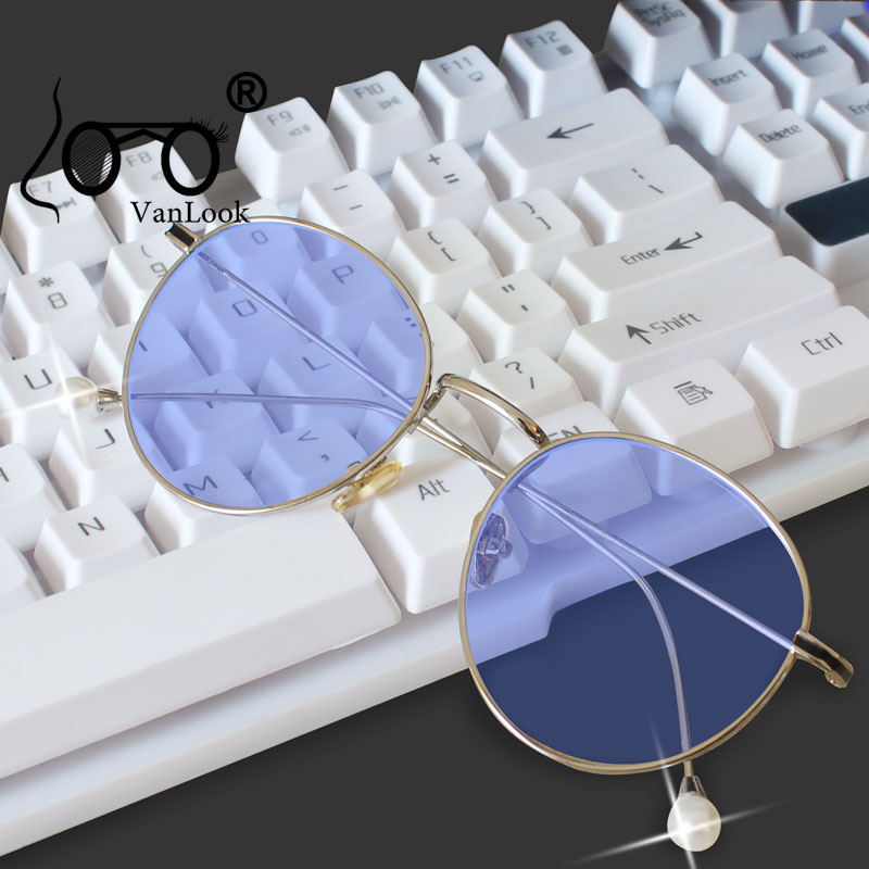 Round Computer Glasses Transparent Women Men Gaming Eyeglasses Circle ...