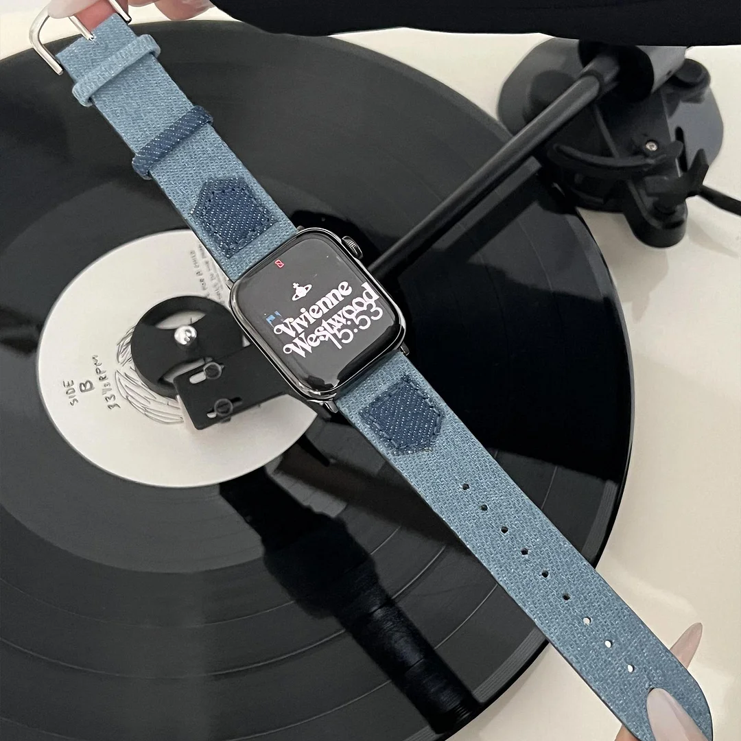 Denim Embroidery Watch Band