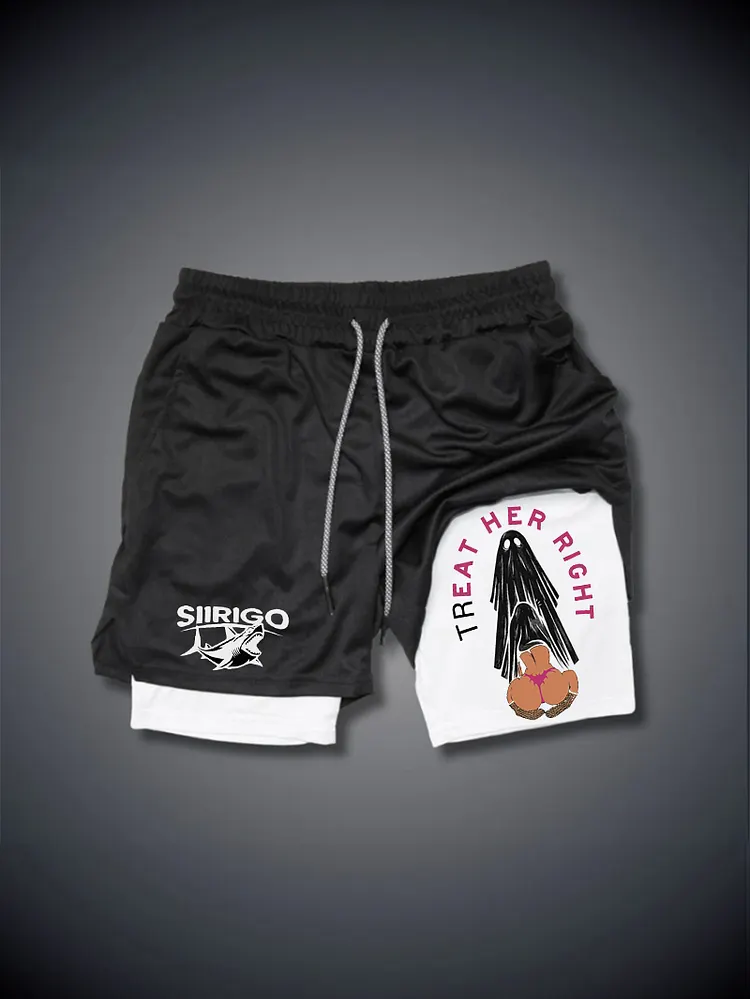 TREAT HER RIGHT Sexy Lady Ghost Graphic Print GYM PERFORMANCE SHORTS ...