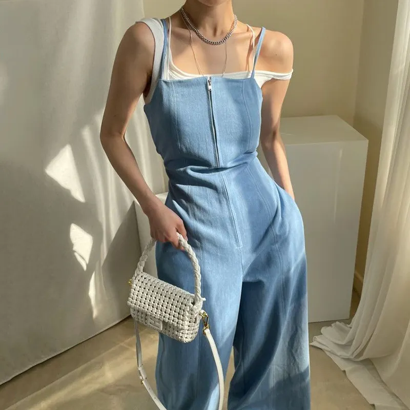 Nigikala Chic French Retro Zipper Design Bright Line Wide Leg Pants ...