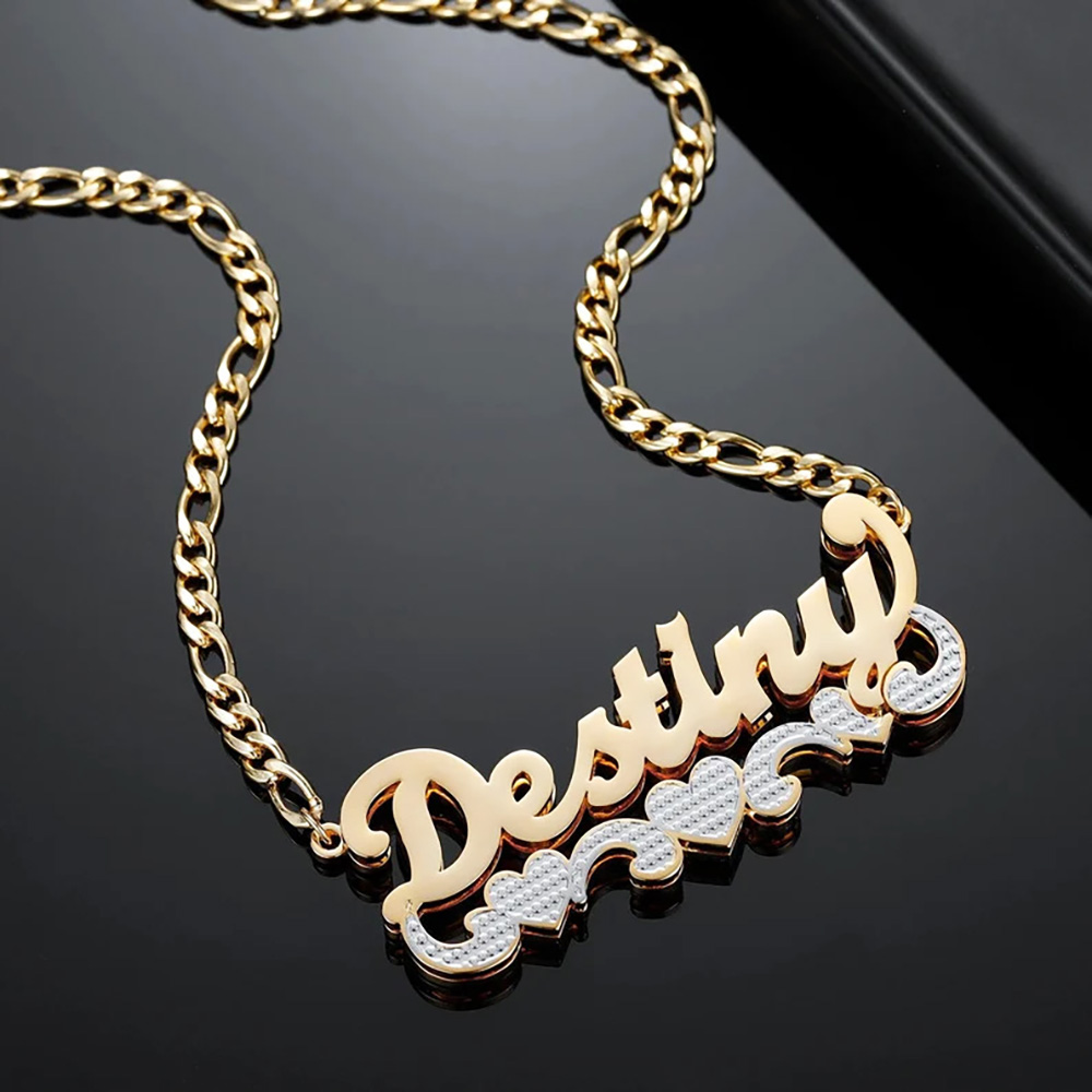 Double Layer Two Tone Personalized Custom Name Pendants