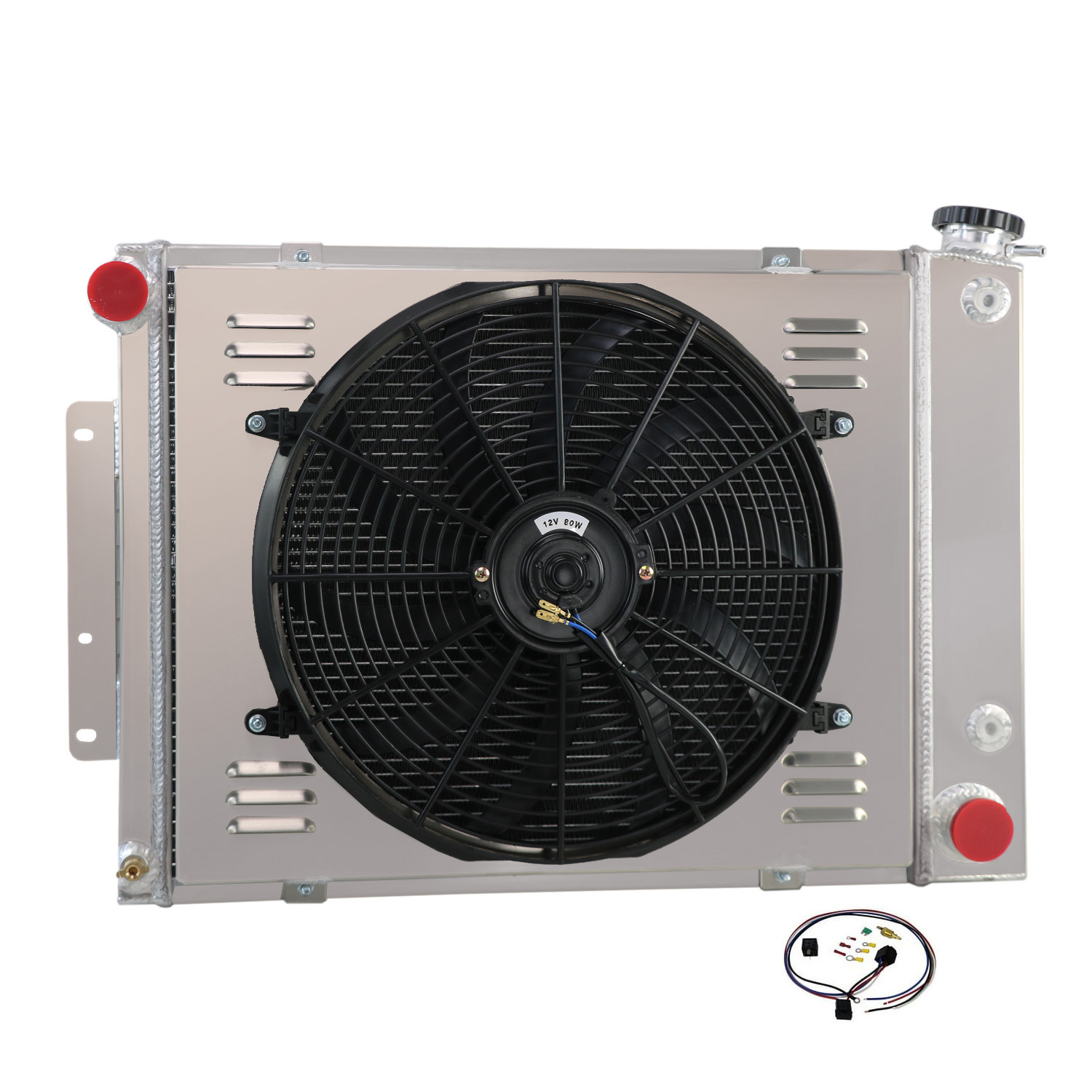 Alloyworks 3 Rows Aluminum Radiator with Shroud and Fan and Relay Kit ...