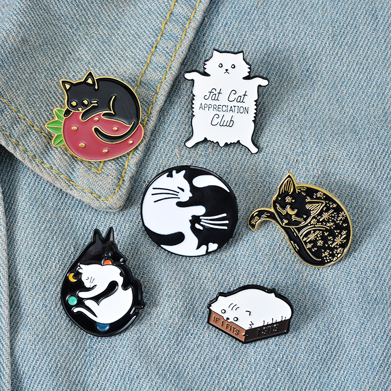 Meow Cat Kindergarten Enamel Pins Box Kitten Hugging Cats Badge Custom ...