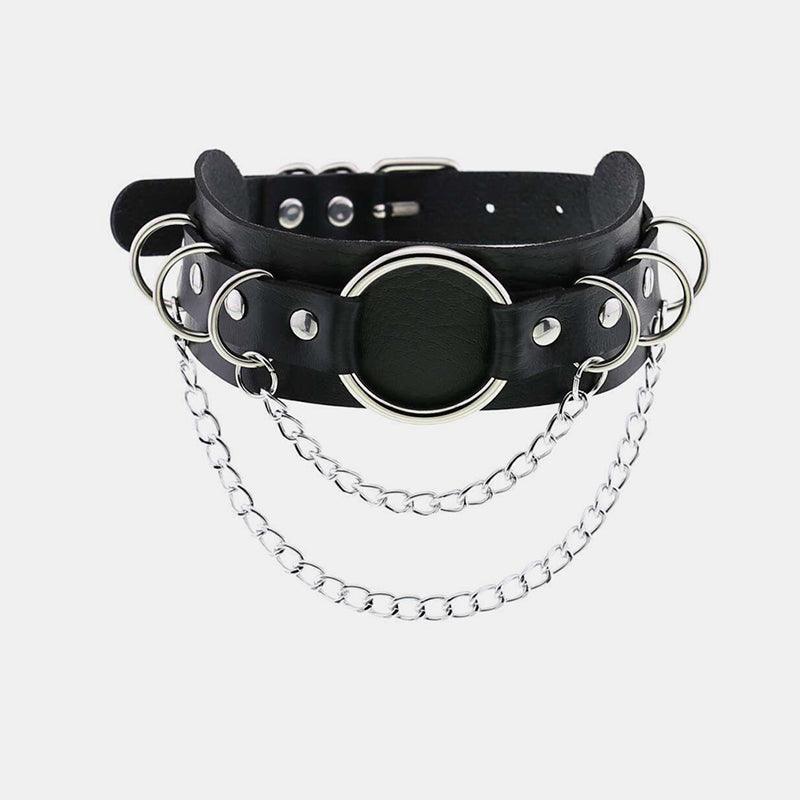 Gothic Punk Double Chain O Ring Choker - GothBB 2022 free shipping available