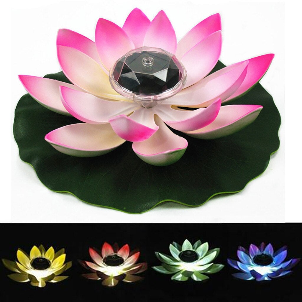 Solar Powered LED Flower Light Floating Fountain Pond Garden Pool Lamp ...