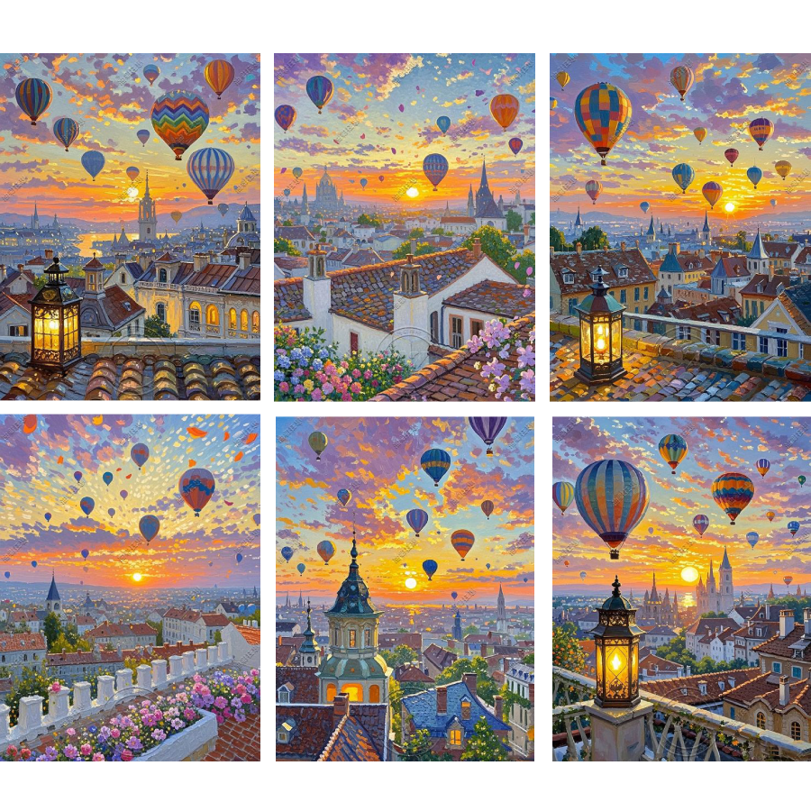 Hot Air Town (40*50cm) Diamond Painting