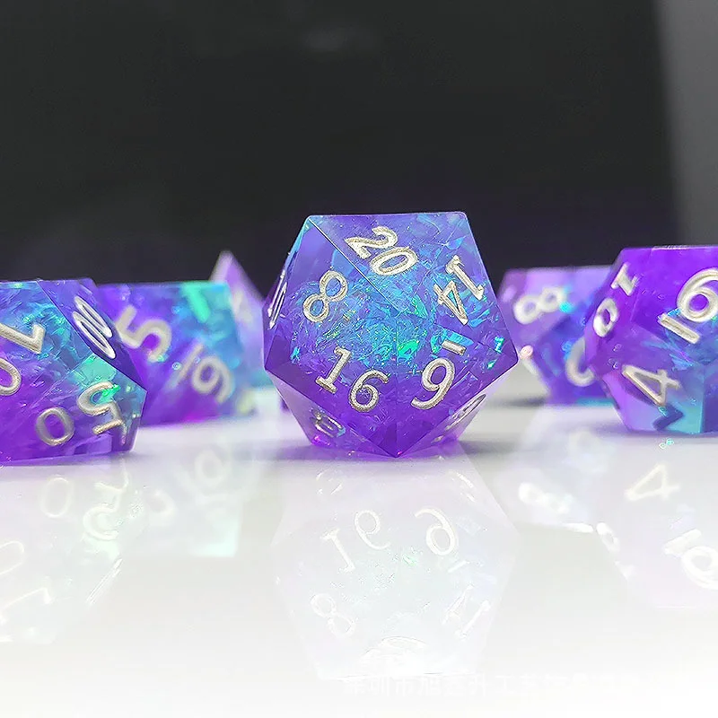 Purple Blue Resin Dnd Dice Set