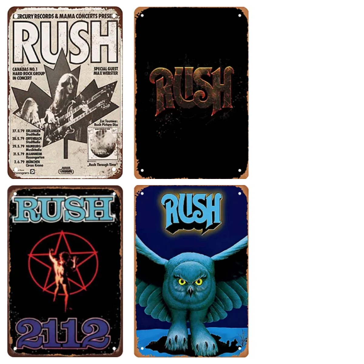 4PCS Rush - Vintage Metal Signs Set - 20*30cm - Music