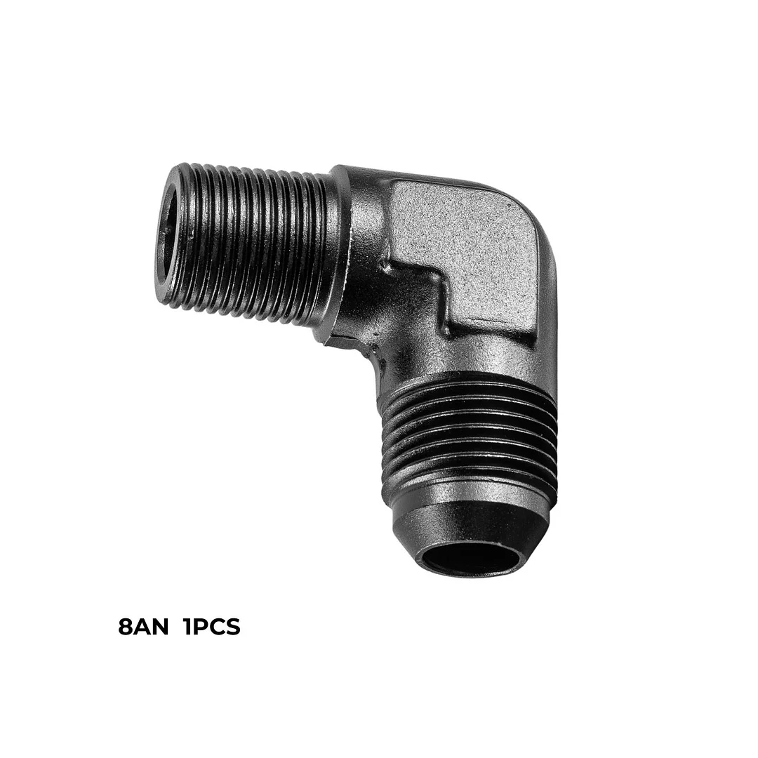 AlloyWorks 8AN Male Flare to 3/8" NPT Pipe 90 Degree Fitting Adapter ...