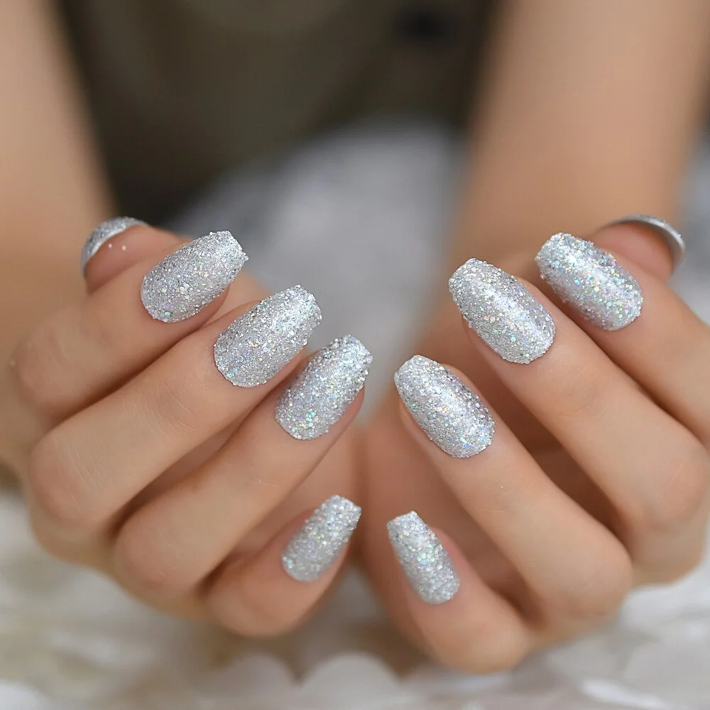 Rainbow Colorful Pre Designed Extra Long Nail Tips Fingernails Art Full ...