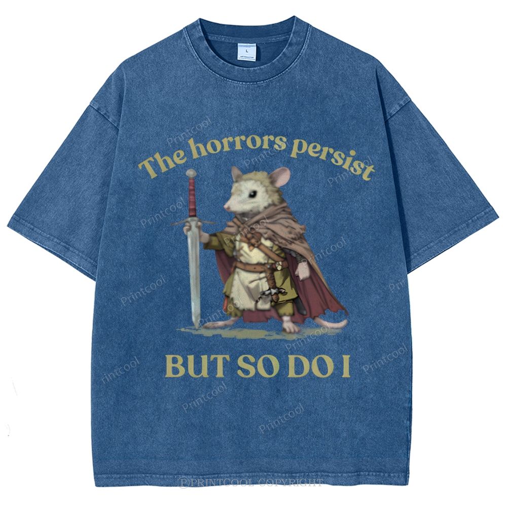 The Horrors Persist: Mouse Warrior Unisex Vintage Washed Tee