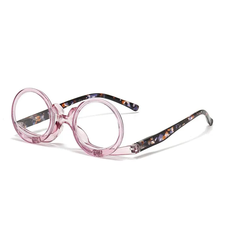 Flip Down Lenses Rotating Makeup Reading Glasses +1.0~+4.0 Diopter ...