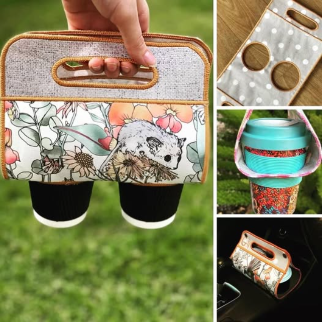 In The Hoop Coffee Cup Carrier Templates-With Instructions
