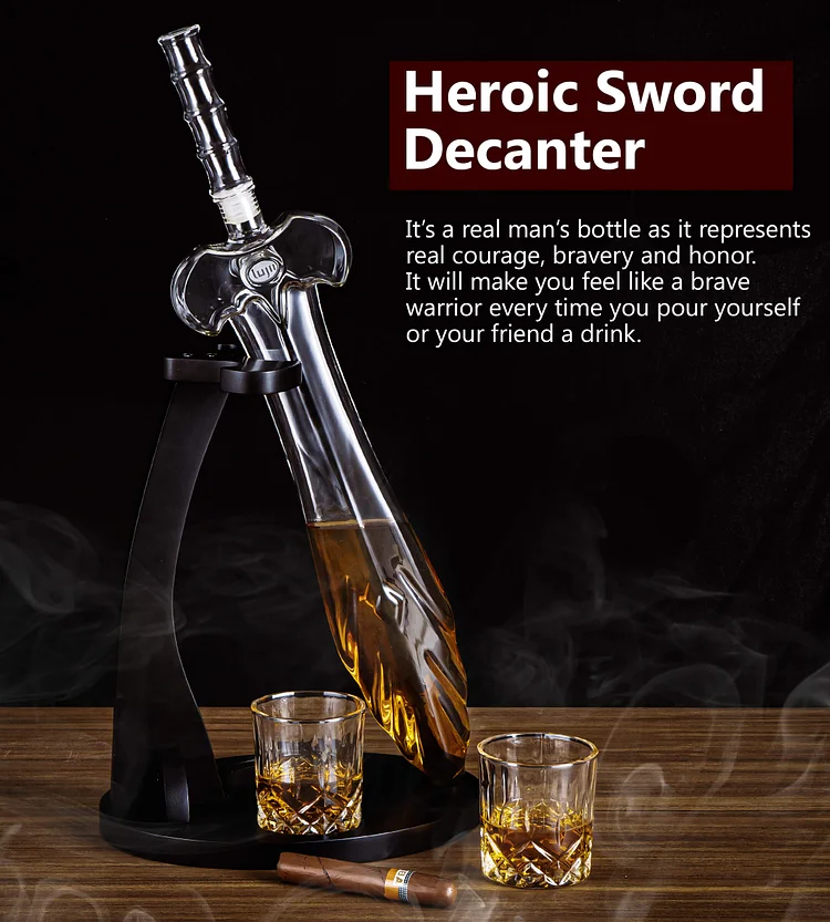 LUJII Heroic Sword Whiskey Decanter Set for Brave Hero, Liquor ...