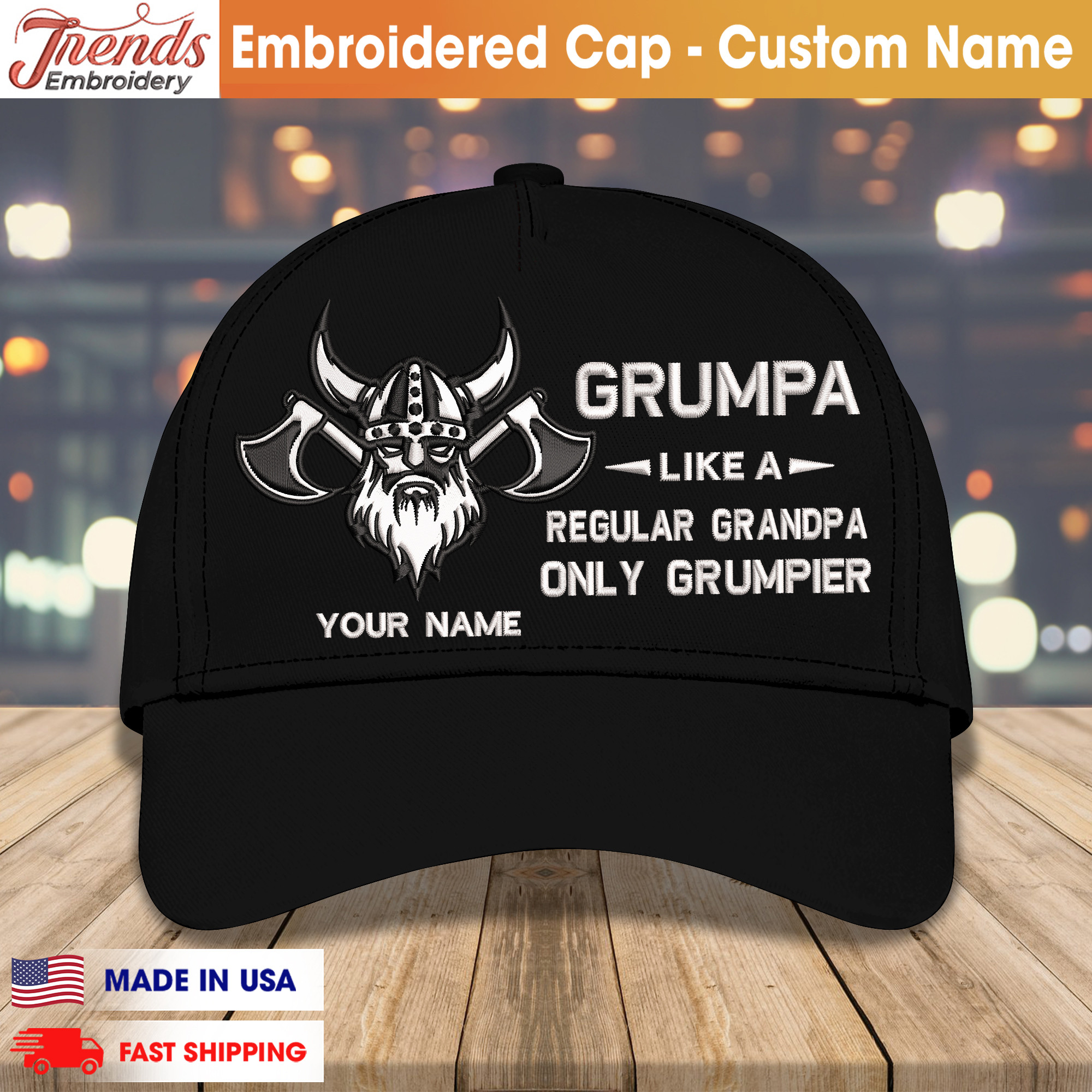Personalized Embroidered Cap - Grumpa Like A Regular Grandpa Only Grumpier