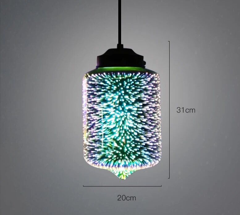 Modern 3D Colorful Nordic Starry Sky Hanging Glass Shade Pendant Lamp ...