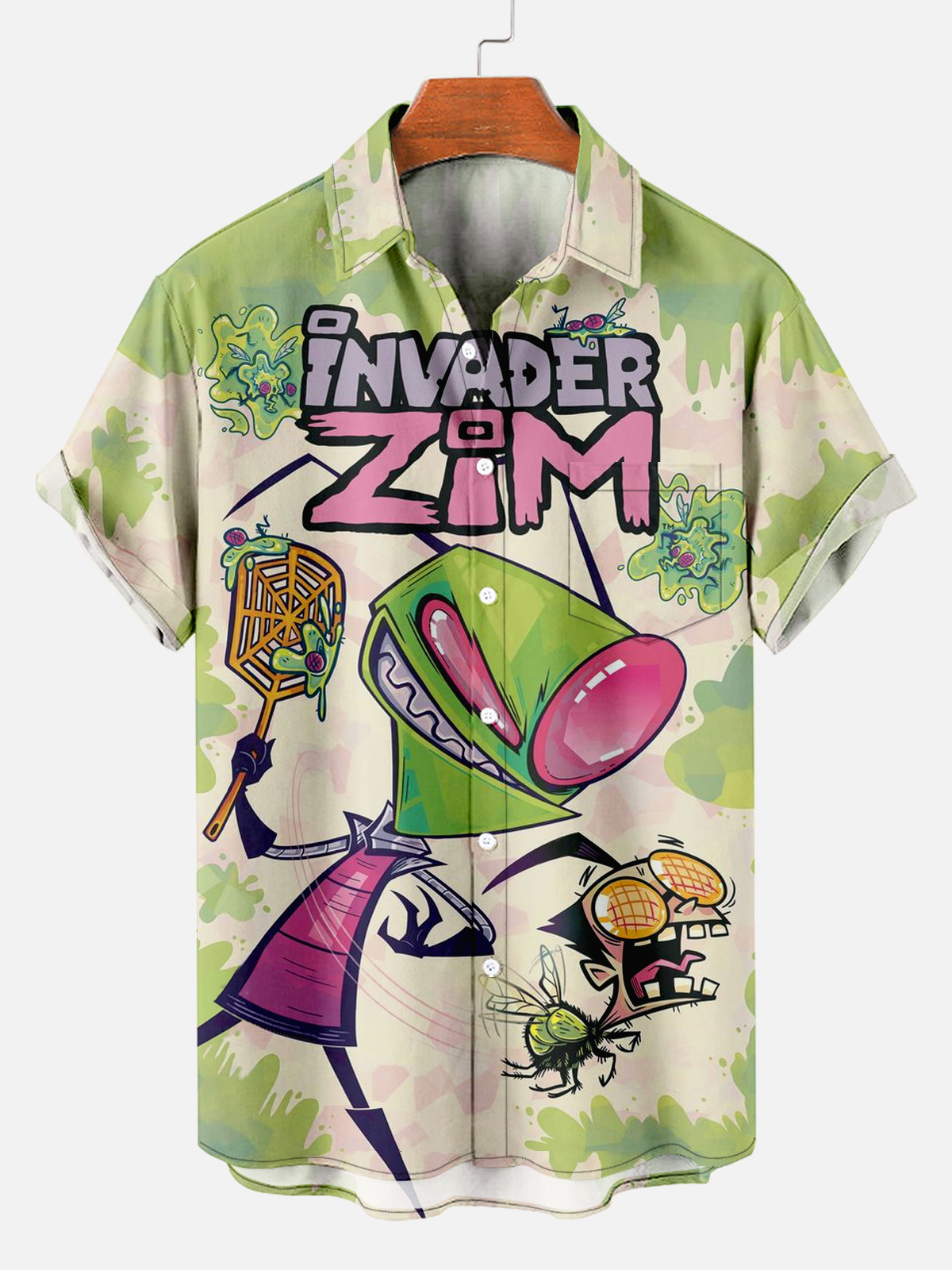 Men's Comfy Cartoon Character Wallpaper Print Shirt