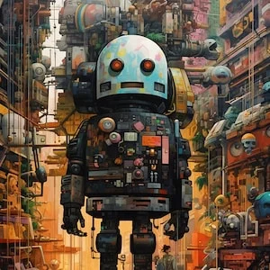 Automa #7o11 / The Vagabondo - Futuristic Robot Cityscape, Sci-Fi Art ...