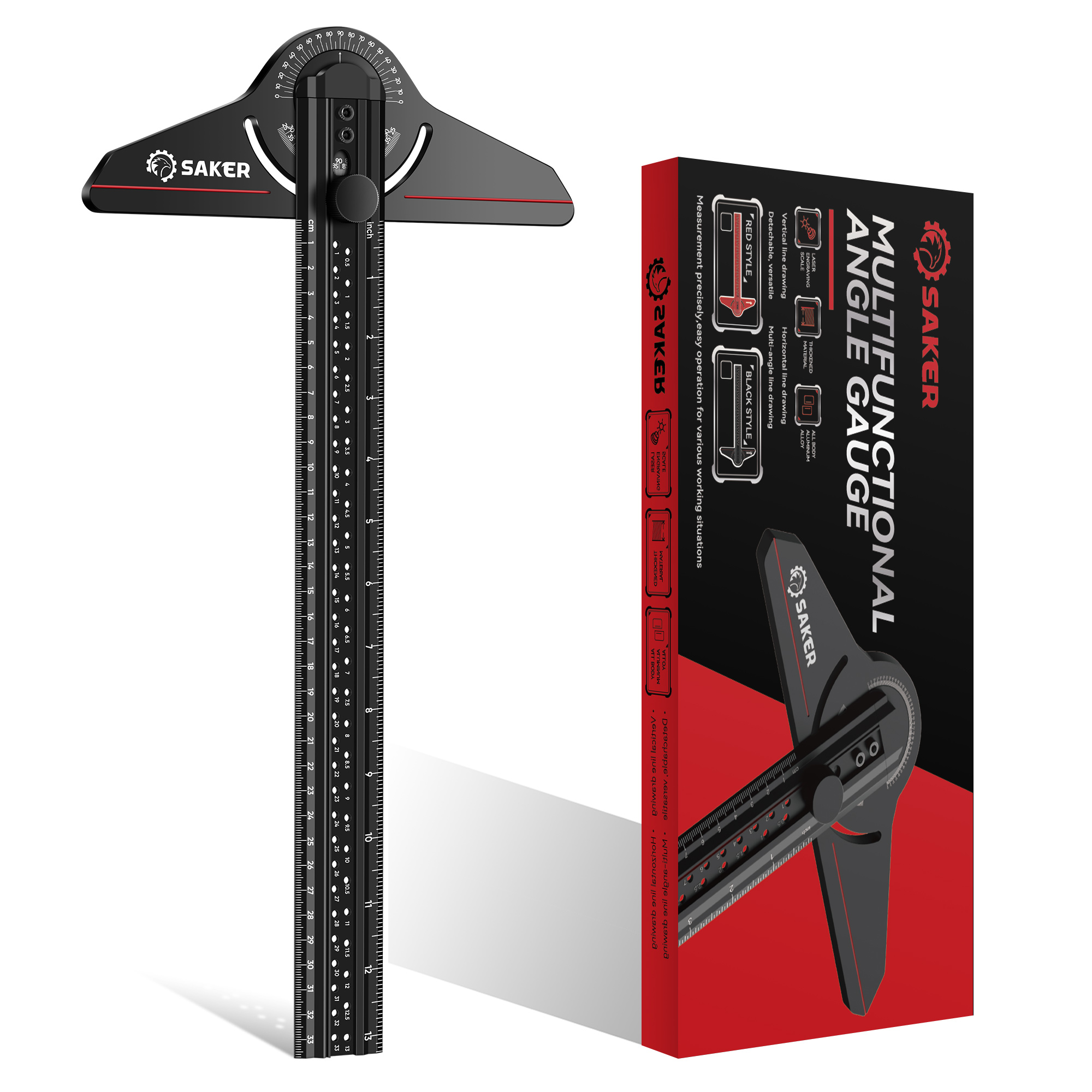 SAKER® Adjustable Aluminum Protractors with 13 Inch Ruler