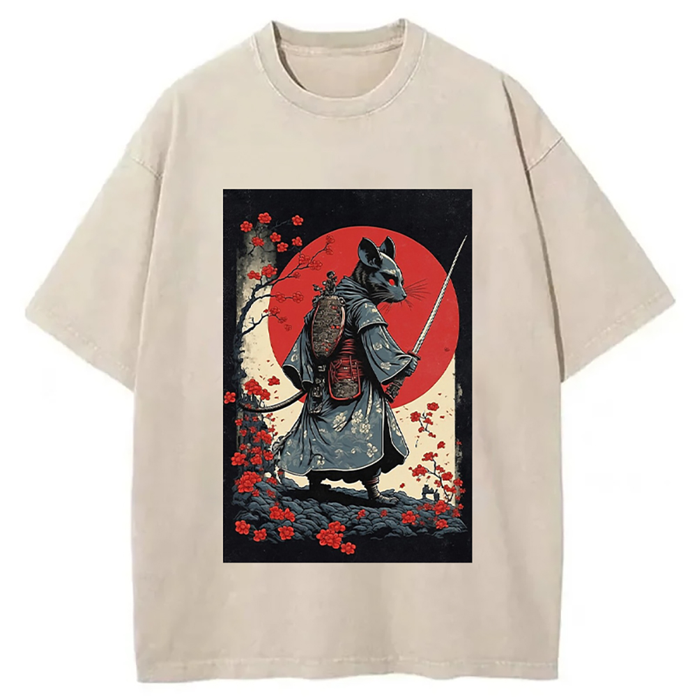 Tokyover The Samurai Rat Washed Unisex T-Shirt