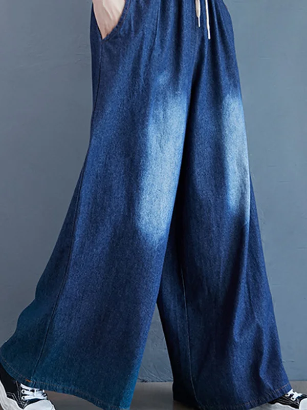 Chic Drawstring Wide-Leg Jeans for Effortless Style